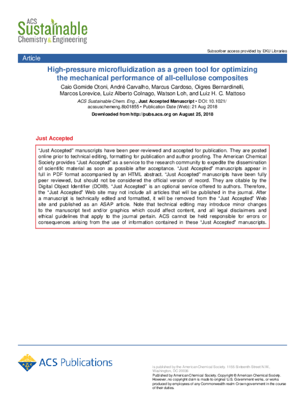 (PDF) High-Pressure Microfluidization as a Green Tool for Optimizing ...