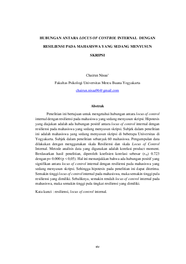 (PDF) Hubungan Antara Locus of Control Internaldengan Resiliensi Pada ...