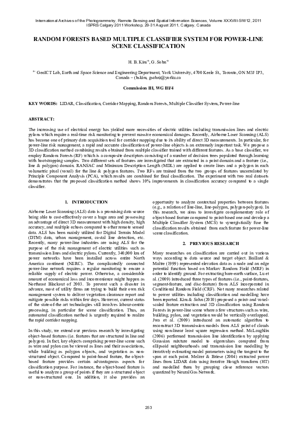 (PDF) Random Forests Based Multiple Classifier System for Power-Line Scene Classification