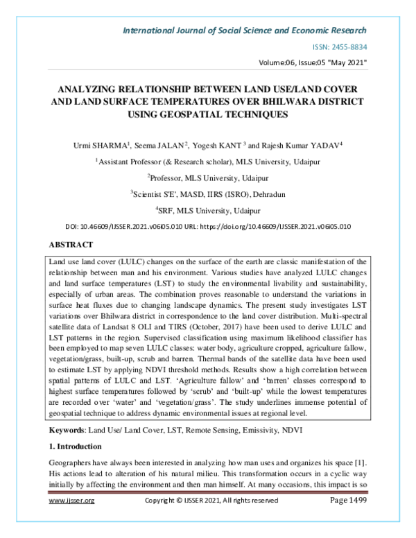 (PDF) Analyzing Relationship Between Land Use/Land Cover and Land ...