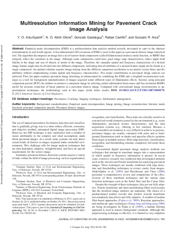 (PDF) Multiresolution Information Mining for Pavement Crack Image Analysis