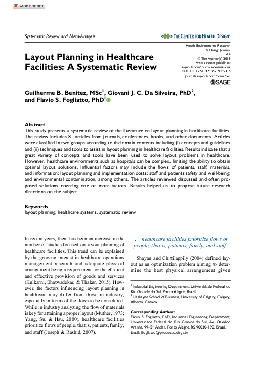 (PDF) Layout Planning in Healthcare Facilities: A Systematic Review