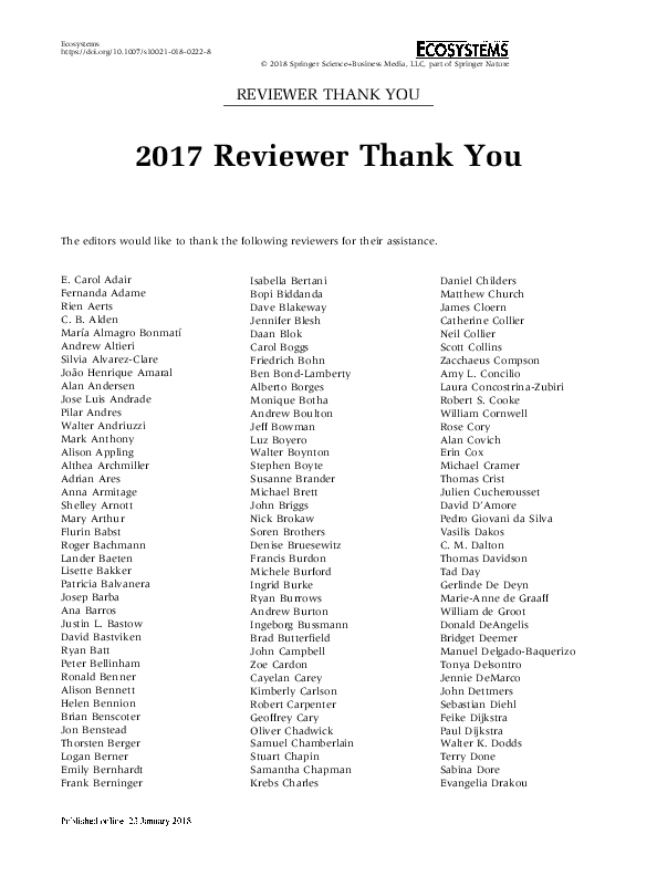 (PDF) 2017 Reviewer Thank You | Caroline Dorsen - Academia.edu