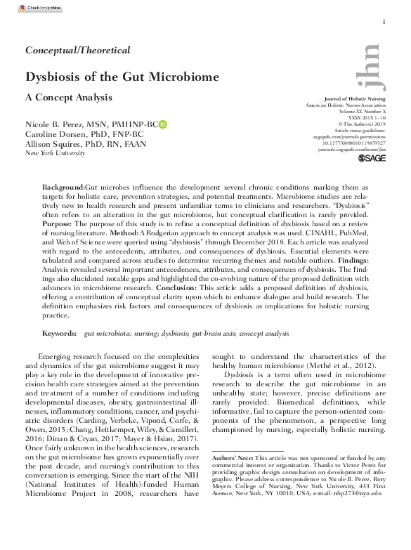 (PDF) Dysbiosis of the Gut Microbiome: A Concept Analysis
