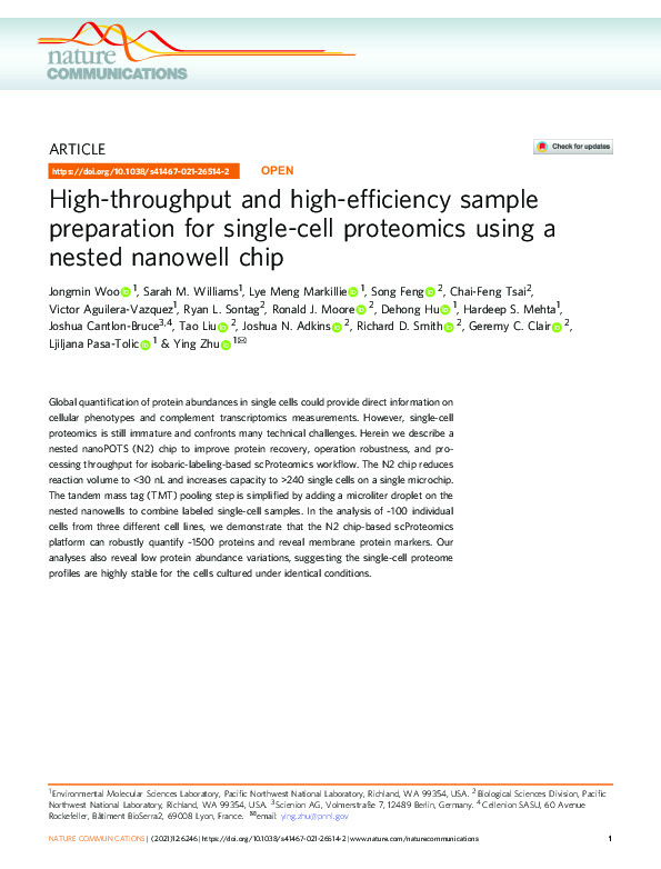 (PDF) High-throughput and high-efficiency sample preparation for single-cell proteomics using a ...