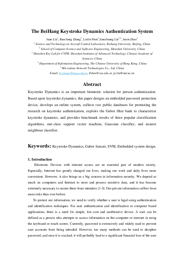 (PDF) The BeiHang Keystroke Dynamics Authentication System