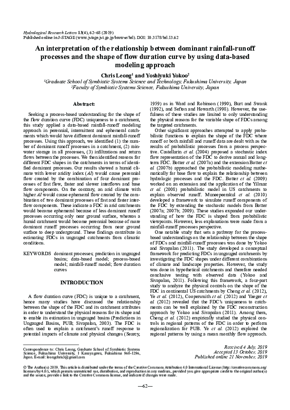 (PDF) An interpretation of the relationship between dominant rainfall-runoff processes and the ...