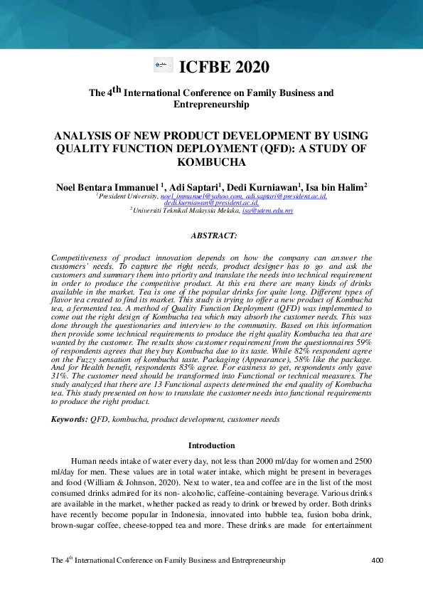 Pdf Analysis Of New Product Development By Using Quality Function