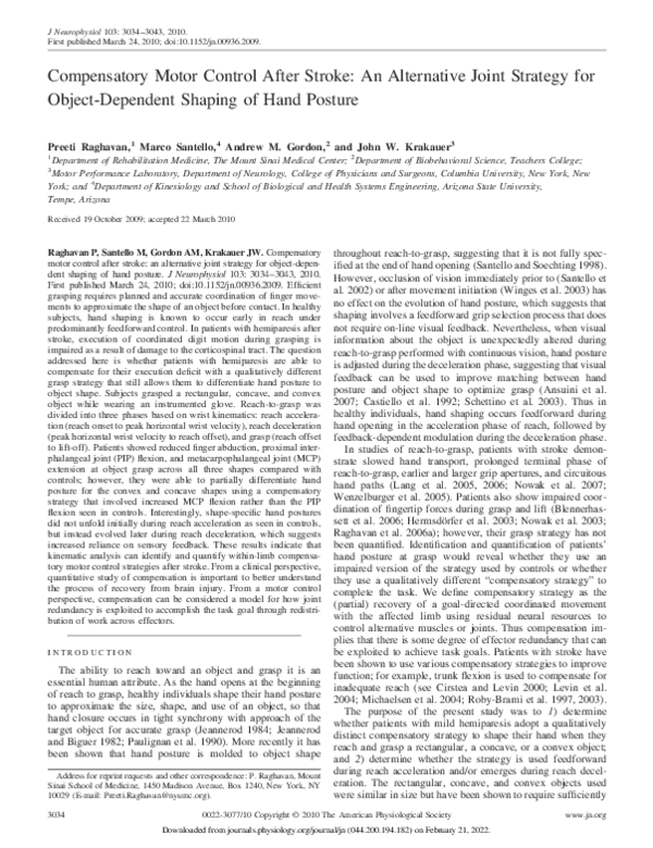 (PDF) Compensatory Motor Control After Stroke: An Alternative Joint ...