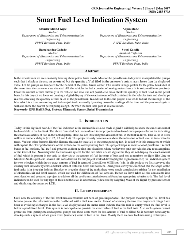 (PDF) Smart Fuel Level Indication System