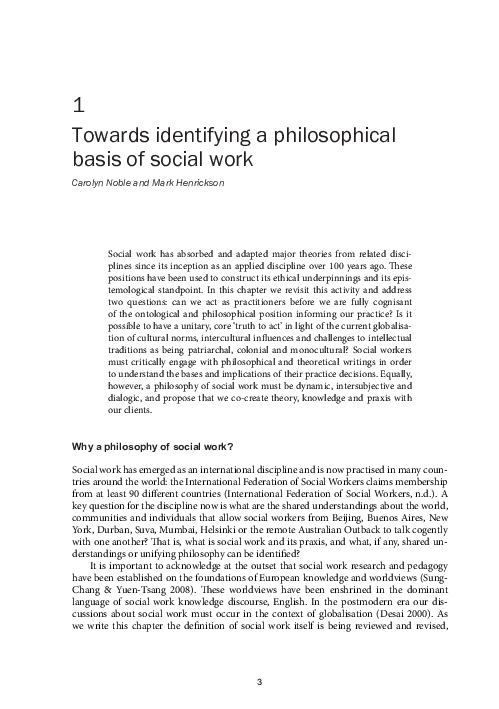 (PDF) Towards identifying a philosophical basis of social work