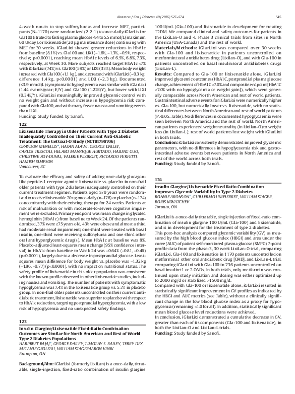 (PDF) Insulin Glargine/Lixisenatide Fixed Ratio Combination Improves ...