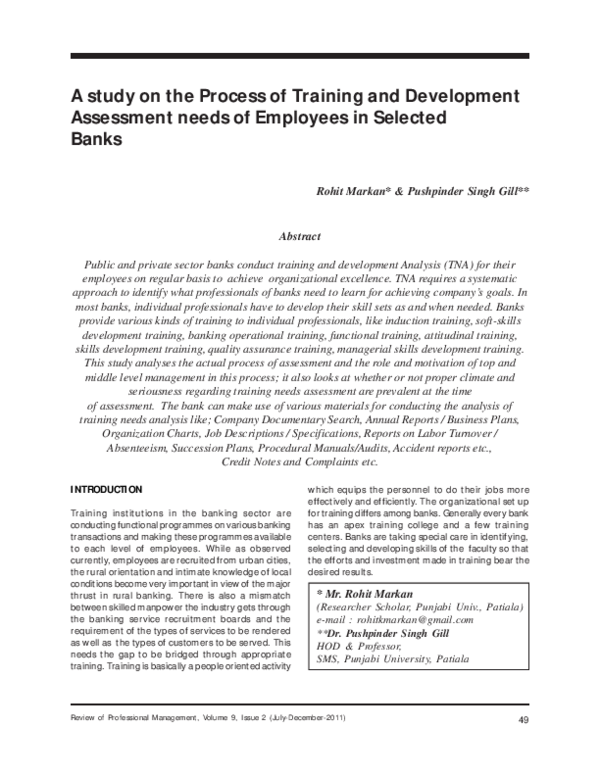 (PDF) A study on the Process of Training and Development Assessment ...