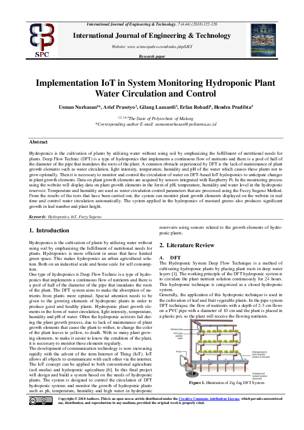Pdf Implementation Iot In System Monitoring Hydroponic Plant Water