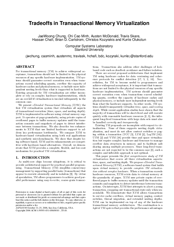 (PDF) Tradeoffs in transactional memory virtualization