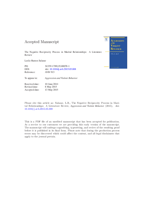 (PDF) The negative reciprocity process in marital relationships: A ...