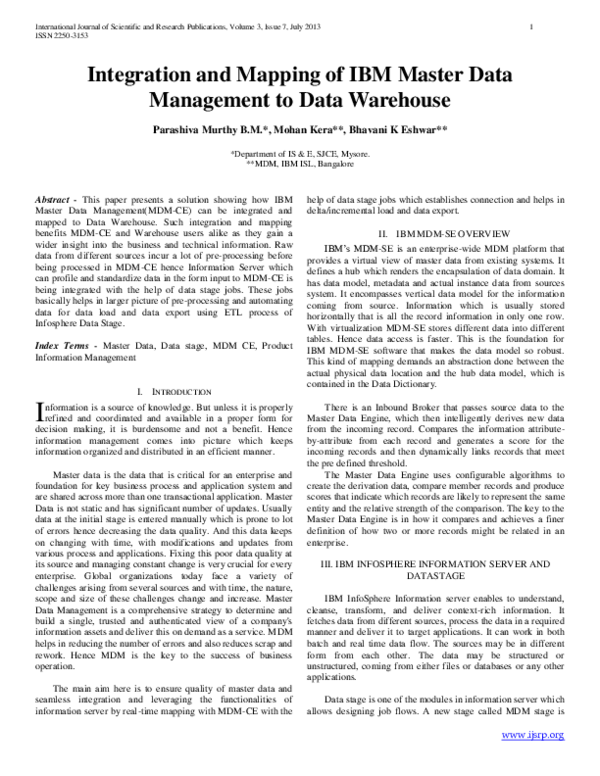 (PDF) Integration and Mapping of IBM Master Data Management to Data ...
