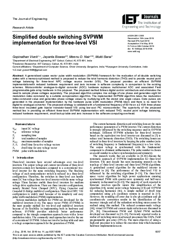(PDF) A Simplified Dwell Time Computation method for SVPWM techniques for Threelevel VSI
