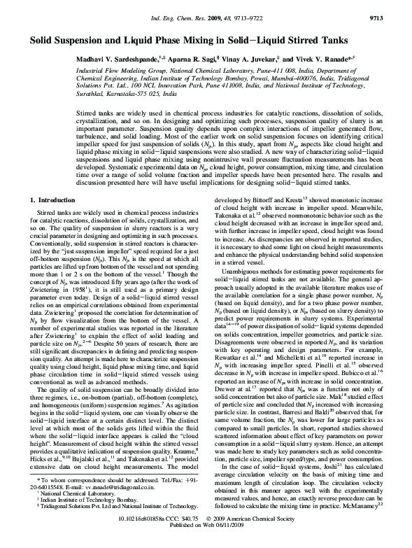 (PDF) Solid Suspension and Liquid Phase Mixing in Solid−Liquid Stirred ...
