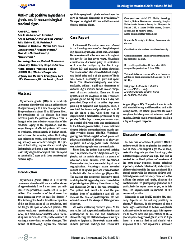 (PDF) Anti-musk positive myasthenia gravis and three semiological ...