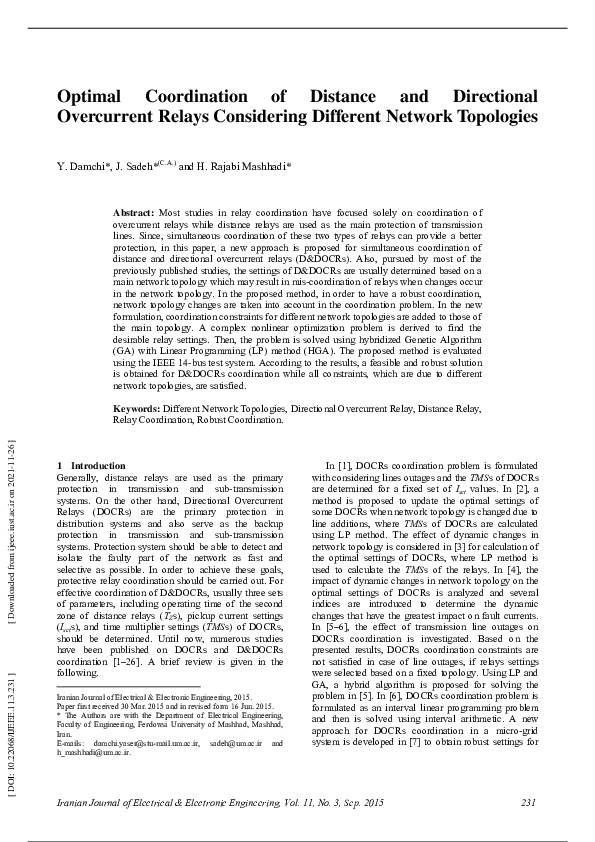 (PDF) Optimal coordination of distance and directional overcurrent relays considering different ...