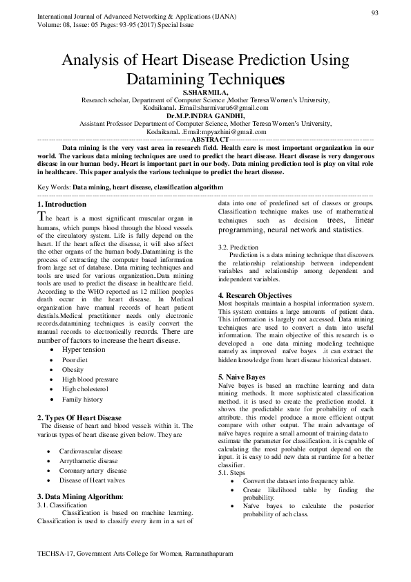 Pdf Prediction Of Heart Disease Using Data Mining Techniques