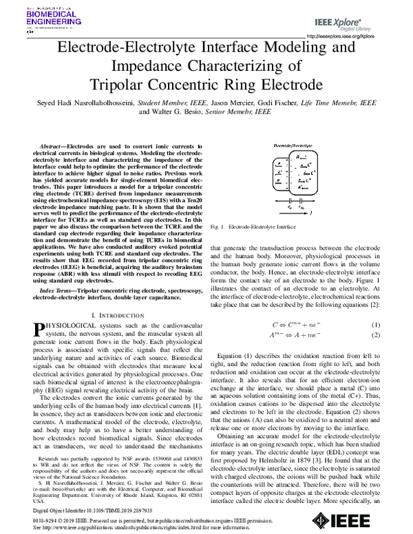 (PDF) Electrode–Electrolyte Interface Modeling and Impedance Characterizing of Tripolar ...