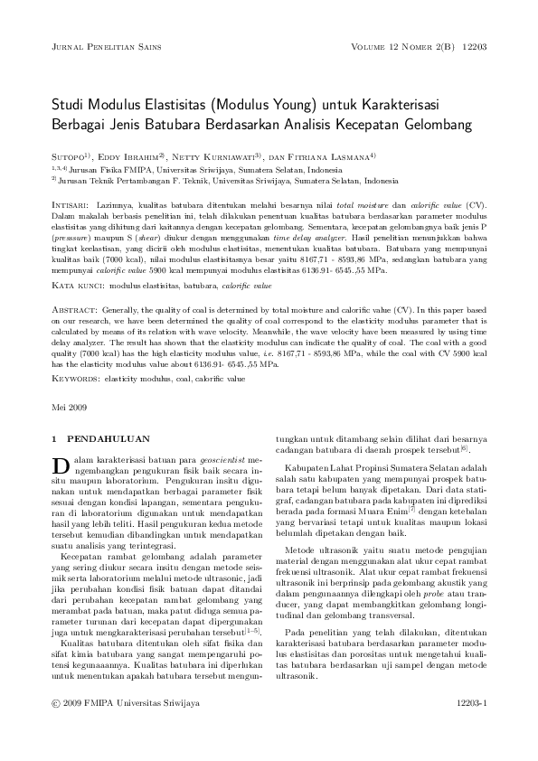 (PDF) Studi Modulus Elastisitas (Modulus Young) untuk Karakterisasi ...