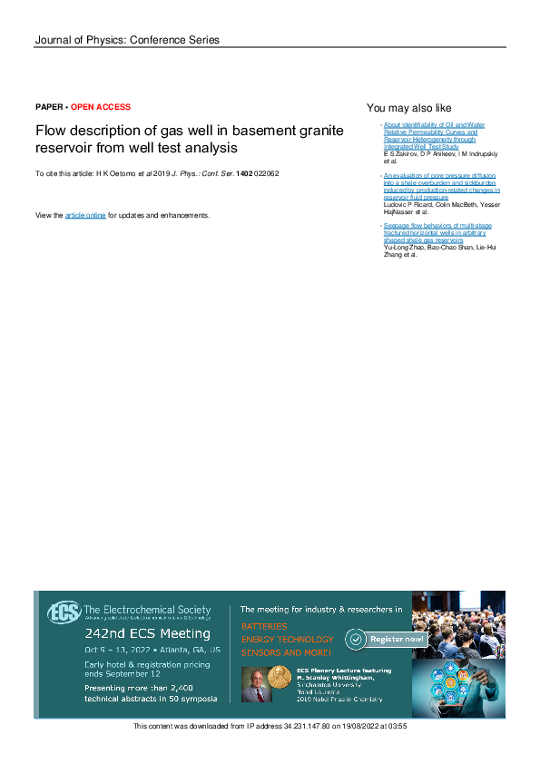 (PDF) Flow description of gas well in basement granite reservoir from ...