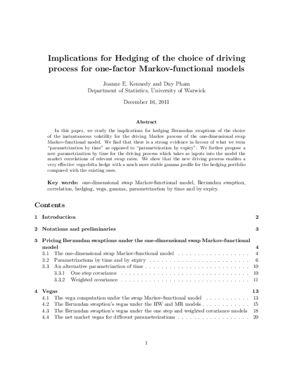 (PDF) Implications for Hedging of the Choice of Driving Process for One-Factor Markov-Functional ...