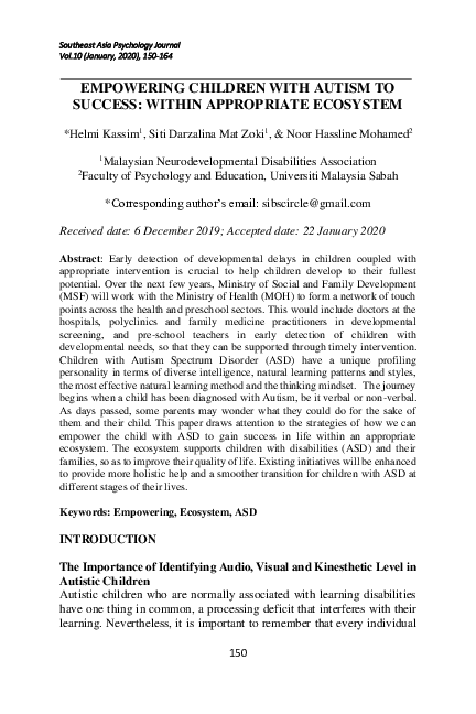 (PDF) Empowering Children with Autism to Success: Within Appropriate ...