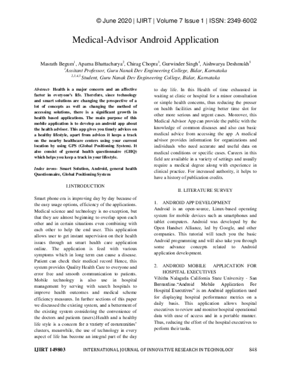 (PDF) Medical-Advisor Android Application