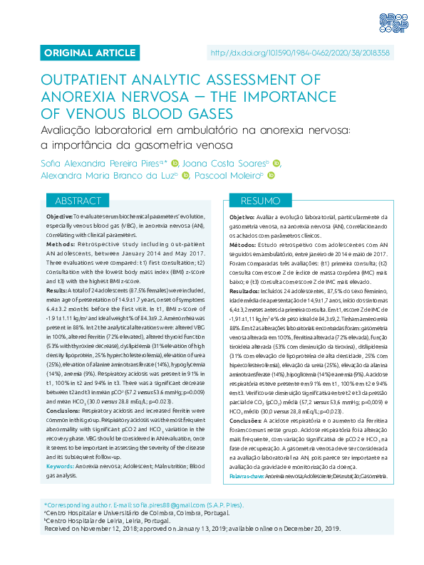 (PDF) Outpatient Analytic Assessment of Anorexia Nervosa — the ...