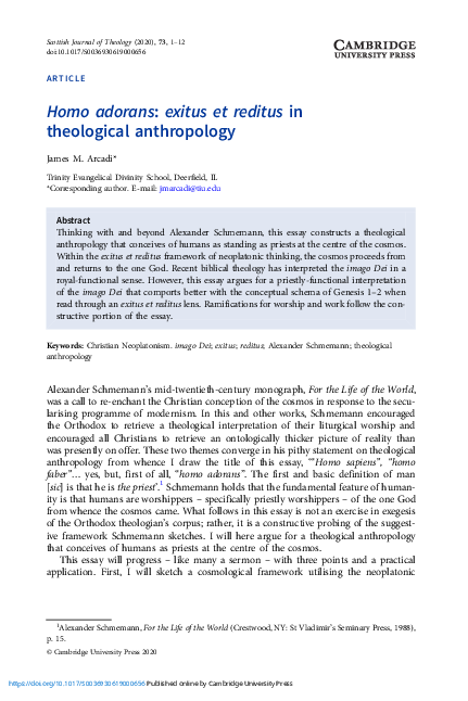 (PDF) Homo adorans: exitus et reditus in theological anthropology