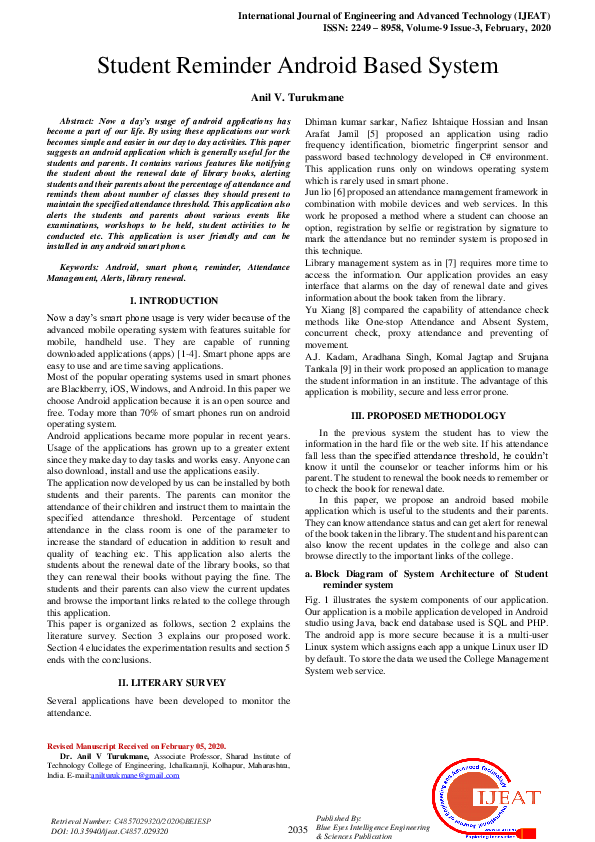 (PDF) Student Reminder Android Based System