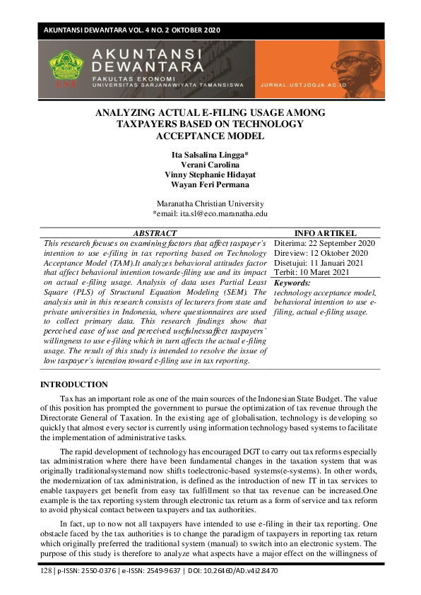 (PDF) Analyzing Actual E-Filing Usage Among Taxpayers Based on ...