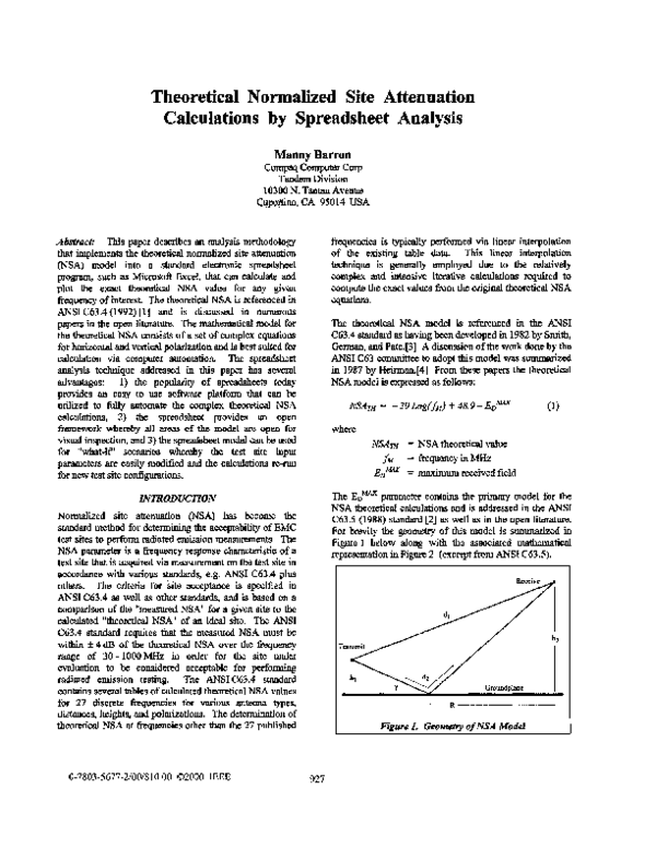 (PDF) Theoretical normalized site attenuation calculations by ...