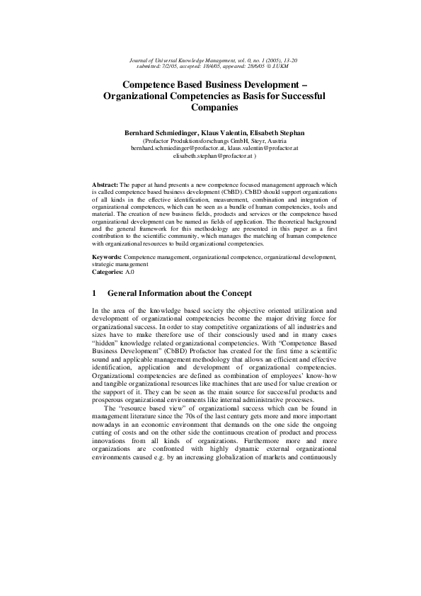 (PDF) Competence-Based Business Development Framework