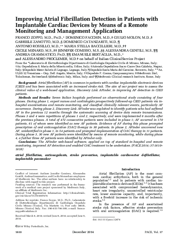 Pdf Improving Atrial Fibrillation Detection In Patients With Implantable Cardiac Devices By