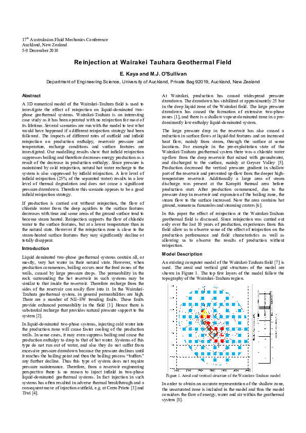 (PDF) Reinjection at Wairakei-Tauhara Geothermal Field