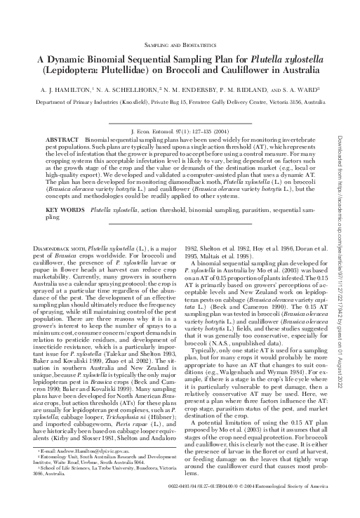 Pdf A Dynamic Binomial Sequential Sampling Plan For Plutella