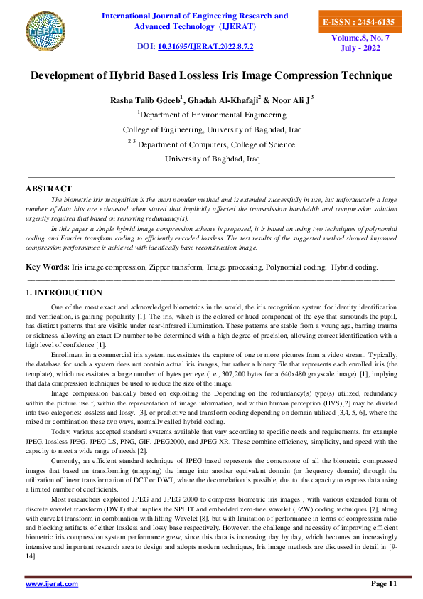 (PDF) Development of Hybrid Based Lossless Iris Image Compression Technique | rama prasad ...