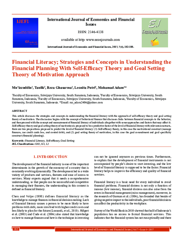 (PDF) Financial Literacy; Strategies and Concepts in Understanding the ...