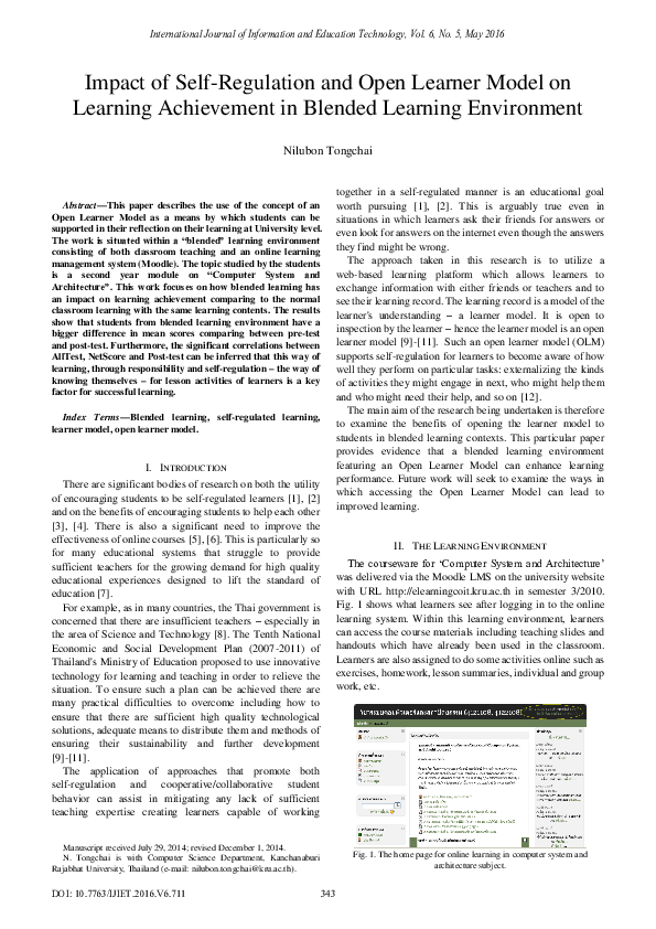 (PDF) Impact of Self-Regulation and Open Learner Model on Learning Achievement in Blended ...