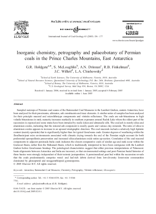 (PDF) Inorganic chemistry, petrography and palaeobotany of Permian ...