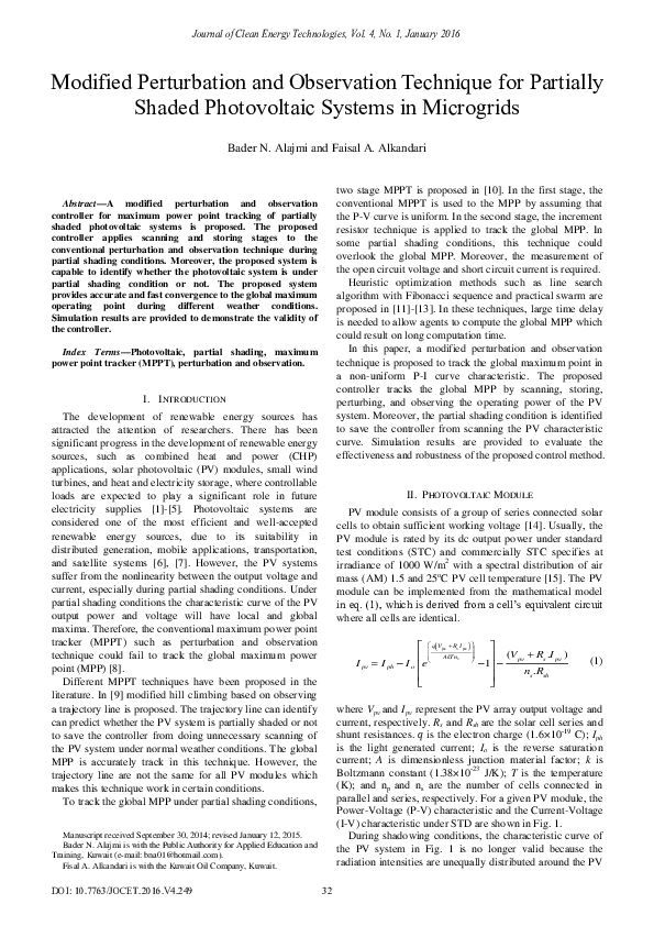 (PDF) Modified Perturbation and Observation Technique for Partially ...