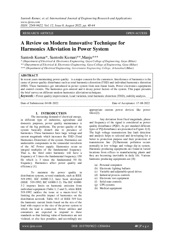 (PDF) A Review on Modern Innovative Technique for Harmonics Alleviation ...