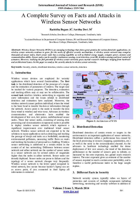 Pdf A Complete Survey On Facts And Attacks In Wireless Sensor Networks