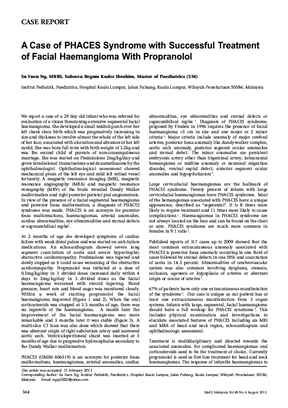 (PDF) A Case of PHACES Syndrome with Successful Treatment of Facial ...