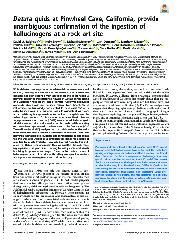 (PDF) Datura quids at Pinwheel Cave, California, provide unambiguous ...